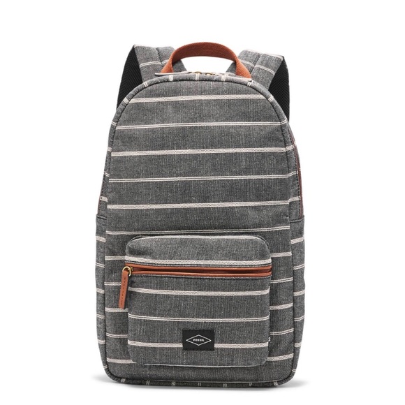 Fossil | Bags | Fossil Backpack Phoebe Chambray Navy Indigo Stripe ...